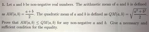 solved 1 let a and b be non negative real numbers the