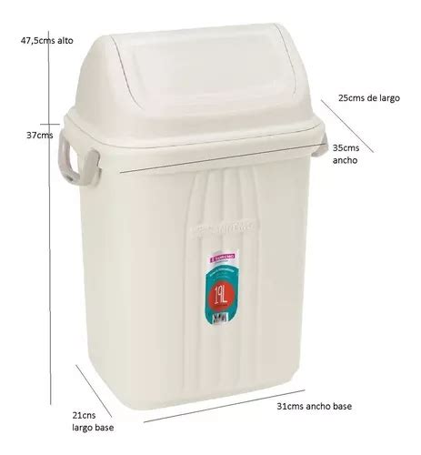 Recipiente Residuos Tacho De Basura Tapa Vaiven 19l Sanremo MercadoLibre