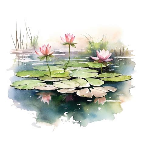Premium AI Image There Are Two Water Lillies In The Water With Green