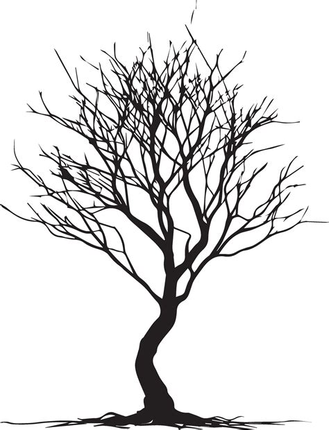 mínimo desnudo árbol silueta vector silueta negro color silueta