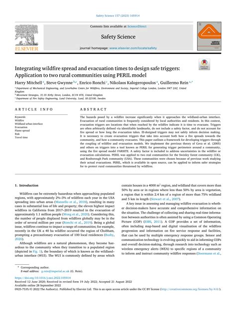 pdf integrating wildfire spread and evacuation times to design safe triggers application to