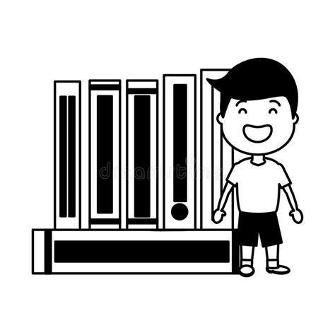 Hombre Joven Con La Pila De Icono Aislado Libros Ilustración del Vector