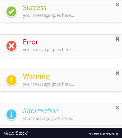 Success Error Warning Info Notification Royalty Free Vector