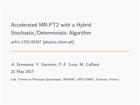 pdf accelerated mr pt2 with a hybrid stochastic deterministic algorithm