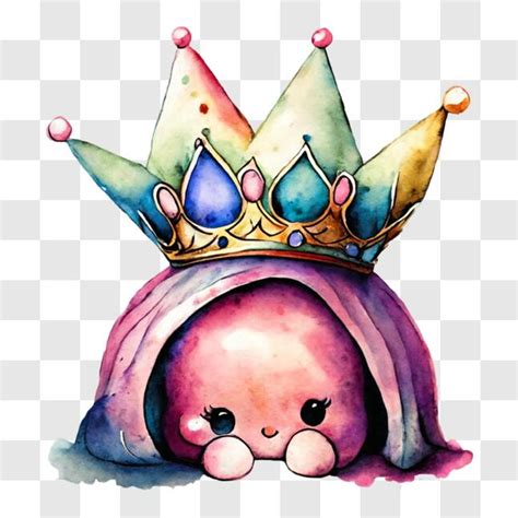 Descarga Personaje de dibujos animados feliz con corona PNG En Línea