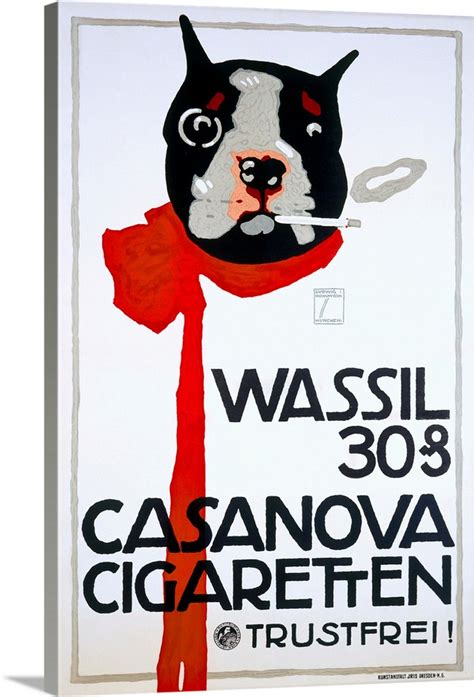 Casanova Cigarette Boston Terrier Vintage Poster Wall Art Canvas
