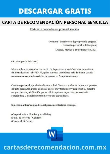 Cartas De Recomendaci N Ejemplos Y Plantillas Gratis