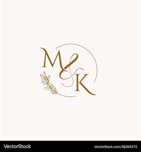 Mk Initial Wedding Monogram Logo Royalty Free Vector Image