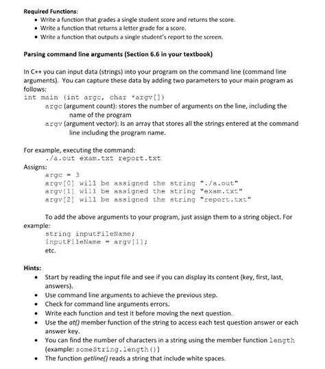 objectives use strings files and command line