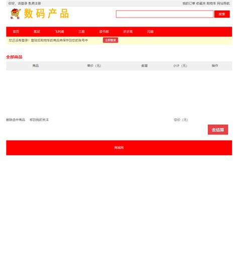 数码产品 电商购物商城22网页html css 表单 登录 购物车 三级页面 精选 作业秀