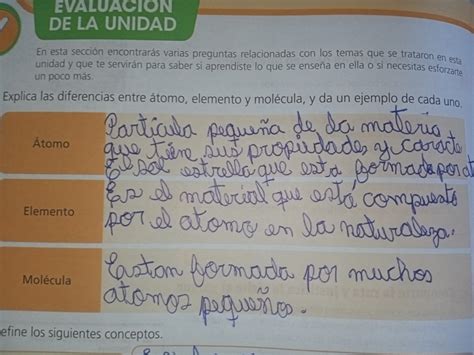 1 Explica las diferencias entre átomo elemento y molécula y da un