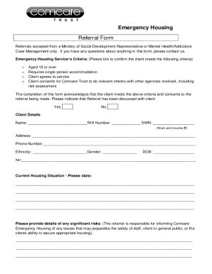 Fillable Online Emergency Housing Referral Form Fax Email Print PdfFiller