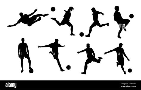 Set Of Soccer Football Players Vector Silhouettes Stock Vector Image