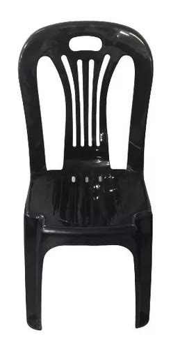 Silla Reforzada Plastica Negra Jardin Apilable X 4 Unidades
