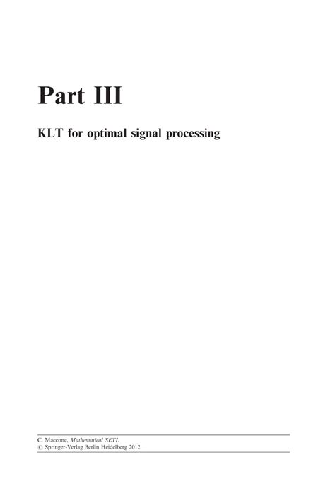 pdf a simple introduction to the klt karhunen—loève transform
