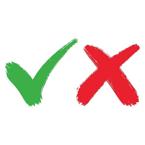 Premium Vector Hand Drawn Of Green Check Mark And Red Cross Isolated