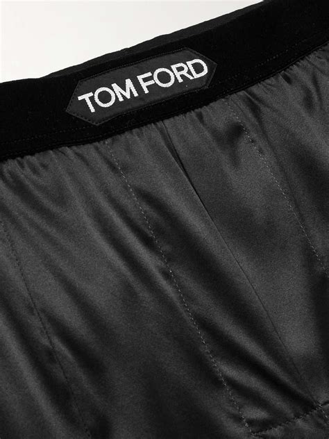 TOM FORD Velvet Trimmed Stretch Silk Satin Pyjama Trousers For Men MR