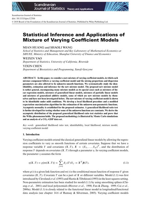 pdf statistical inference and applications of mixture of varying coefficient models