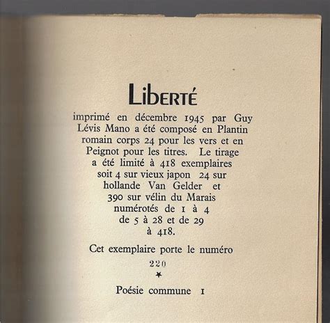 Liberté by Éluard Paul Good Soft Cover 1945 First Edition