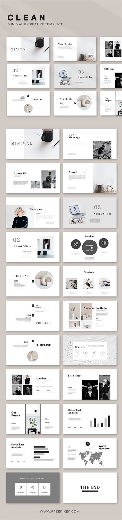 Freepiker Minimal Clean Powerpoint Template