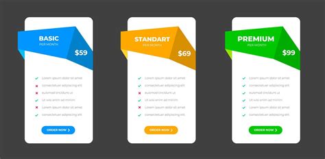 Ui Ux Preisgestaltung Design Tabellen Mit Tarife Abonnement