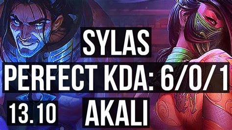 SYLAS Vs AKALI MID 6 0 1 500 Games Dominating KR Master 13