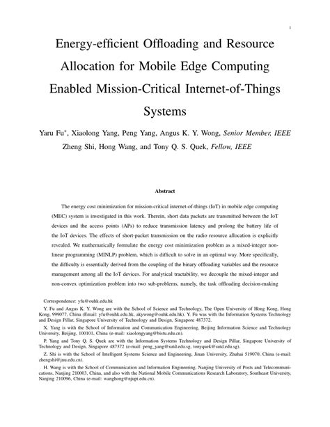 pdf energy efficient offloading and resource allocation for mobile edge computing enabled