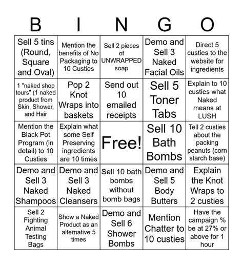 NAKED BINGO Card