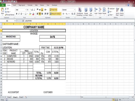 Automated Excel Invoice Template Upwork