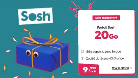 Bon plan de Noël chez SOSH un forfait mobile 20Go à 9 99 mois sans