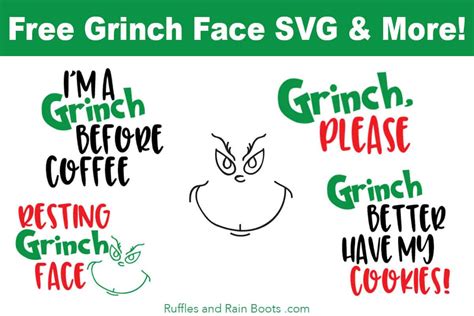 Free Grinch Head SVG Files And Grinch Face Cut Files For Holiday Crafts