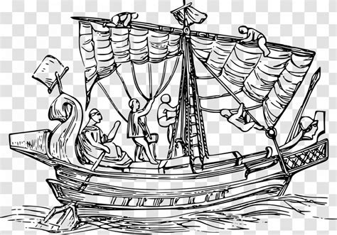 Sailing Ship Line Art Drawing Clip Artwork Transparent PNG