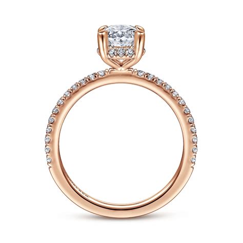14K Rose Gold Hidden Halo Oval Diamond Engagement Ring ER14719O4K44JJ