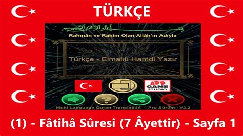 1 Fatiha Suresi Elmalılı Muhammed Hamdi Yazır Türkçe Meal fatiha