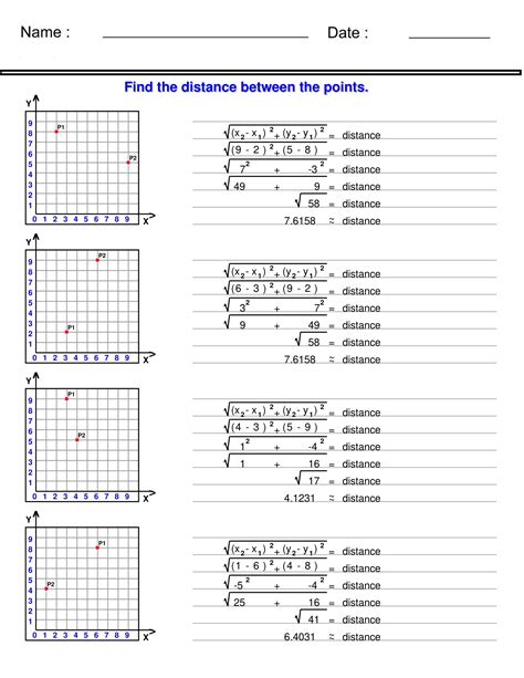 Pythagorean Theorem Distance Problems Worksheets Find The Distance