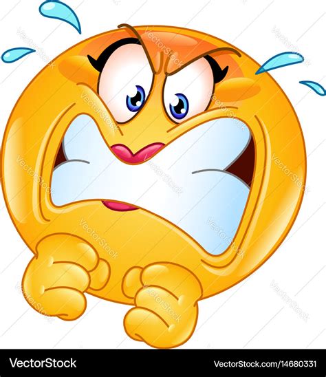 Angry Female Emoticon Royalty Free Vector Image