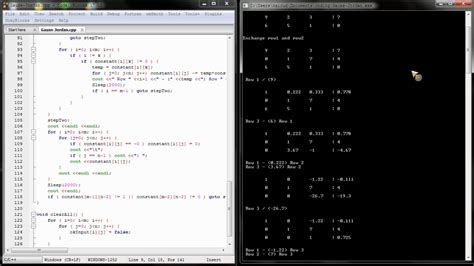 gauss jordan method in c with source code youtube