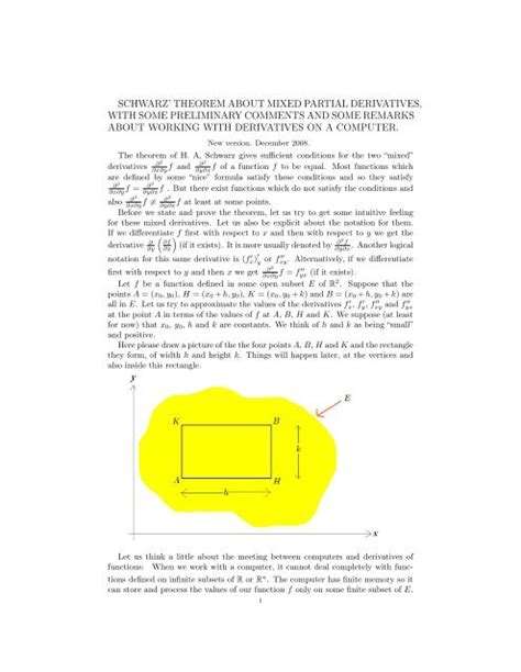 schwarz theorem about mixed partial derivatives