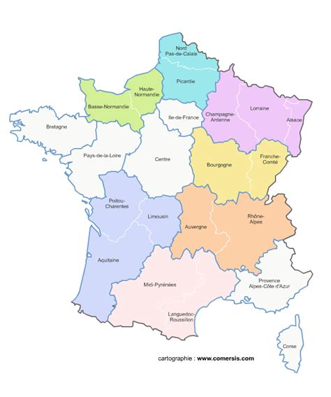 Carte de France avec les nouvelles régions Archives Voyages Cartes