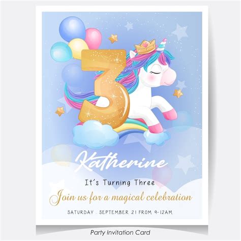 Ejemplo lindo de la tarjeta de la invitación de la fiesta de cumpleaños