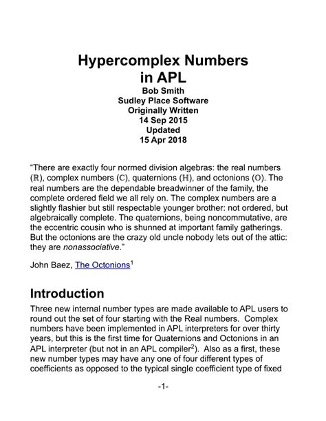 pdf hypercomplex numbers in apl