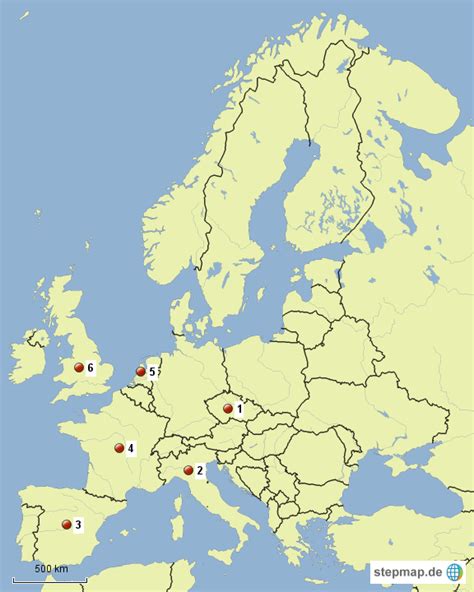 StepMap Staaten Europas Landkarte für Deutschland