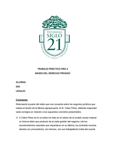 Bases Del Derecho Privado Tp Trabajo Pr Ctico Nro Bases Del