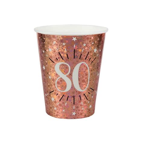 Gobelets 80 ans Rose Gold Anniversaire en carton x10 Tralala Fêtes fr