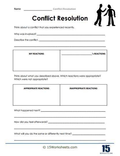 Conflict Resolution Worksheets Worksheets Worksheets Library