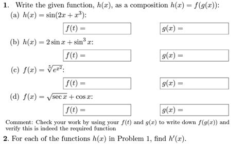 solved 1 write the given function h x as a composition