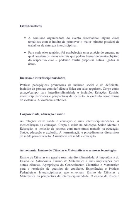 Eixos Tem Ticos Eixo Tem Tico Eixos Tem Ticos A Comiss O