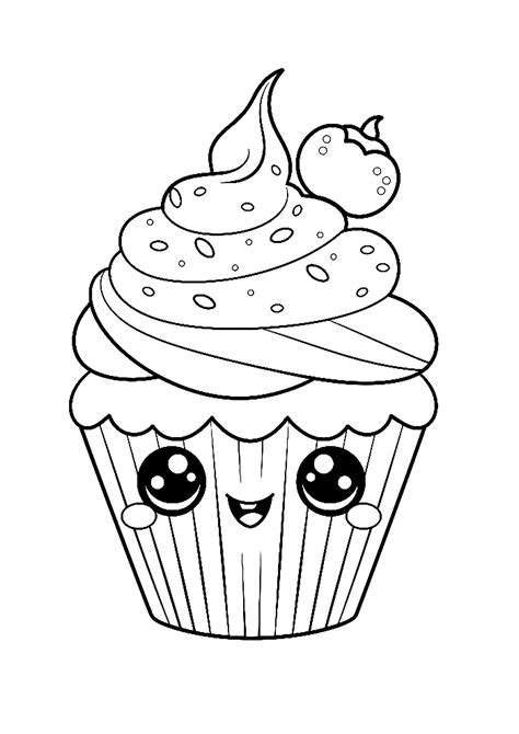Cupcake Mignon Sans Arriere Plan Coloriage Cupcakes Et Gateaux Pour
