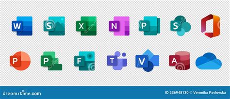 Set Icons Microsoft Office 365 Word Excel OneNote Yammer Sway