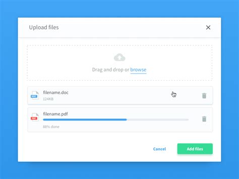 file upload component app interface design web app ui design web app design
